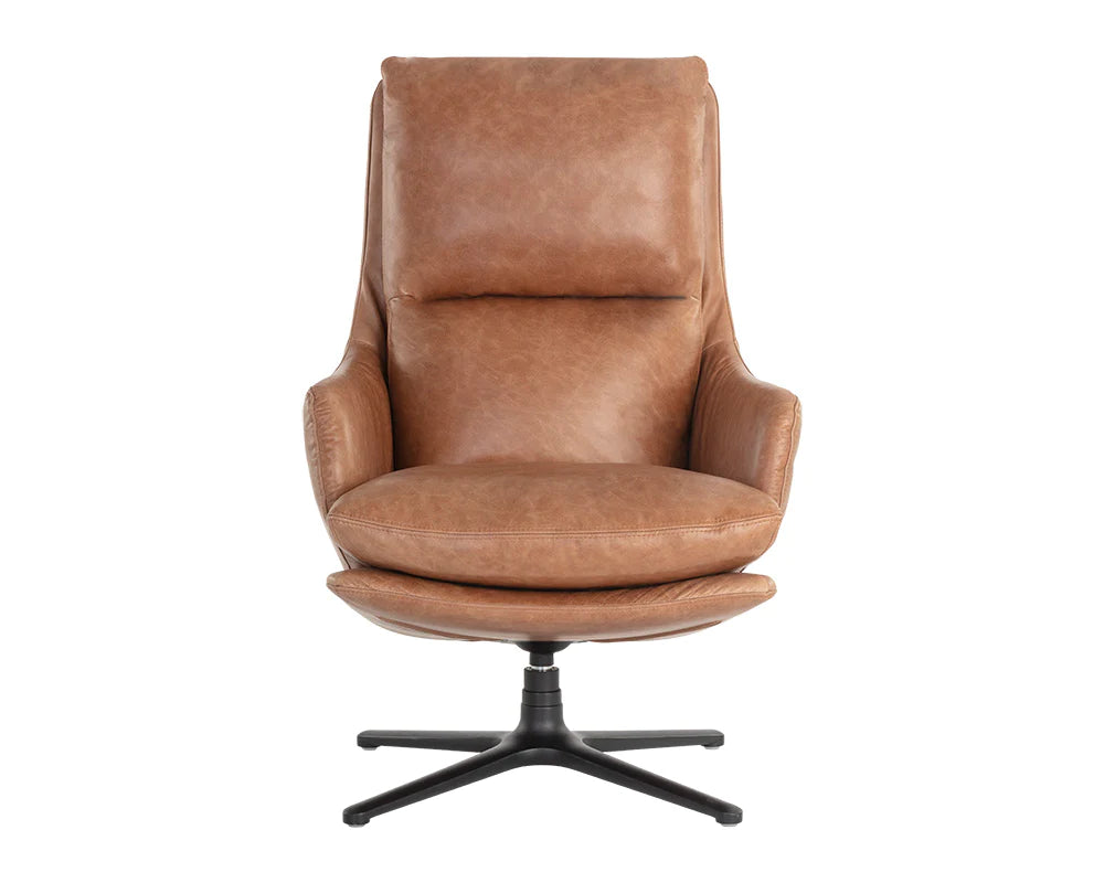 Cardona Camel Leather Swivel Lounge Chair – Reimagine Designs